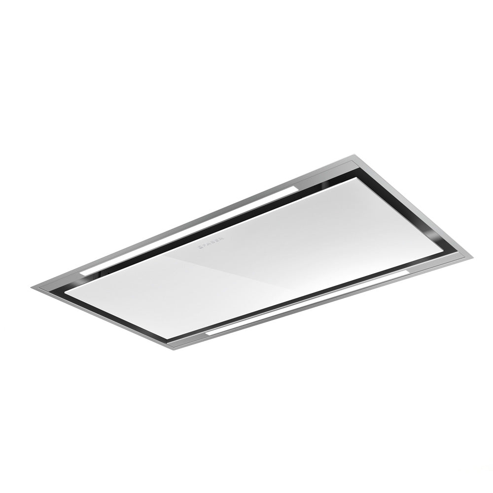 Stratus Isola 36" Ceiling Range Hood, White Glass